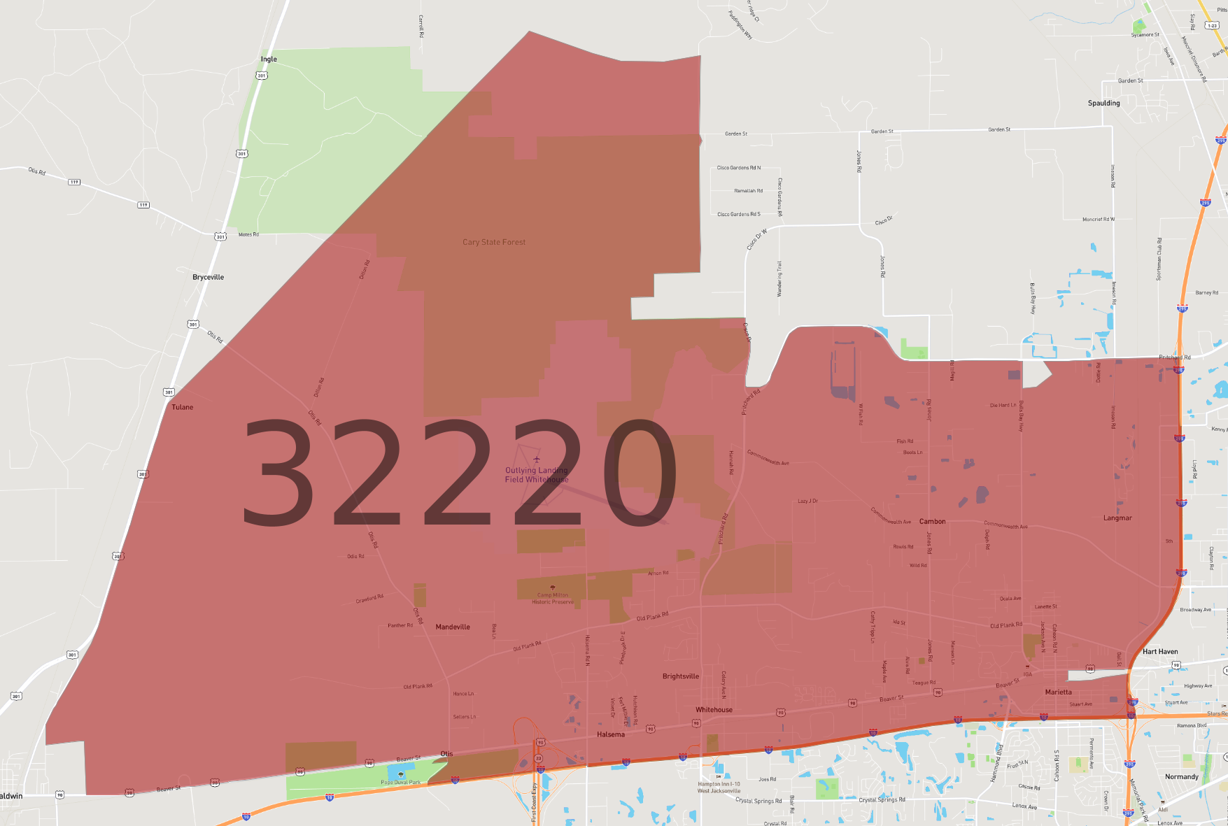 Zip Code 32220 - AtlasBig.com