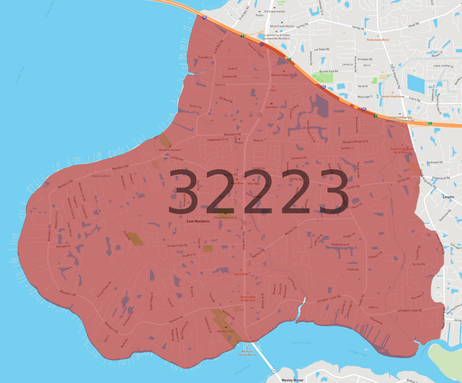 Zip Code 32223 - AtlasBig.com