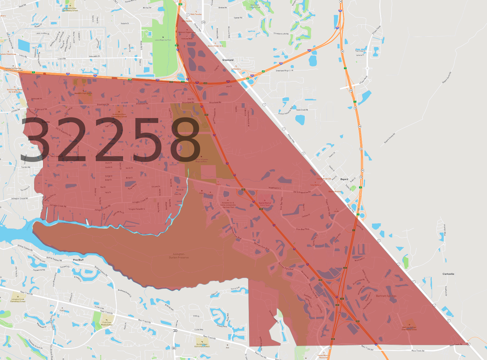 Zip Code 32258 - AtlasBig.com