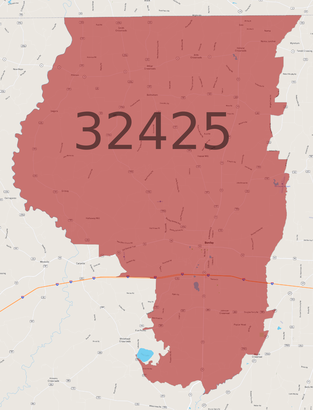 Zip Code 32425 - AtlasBig.com