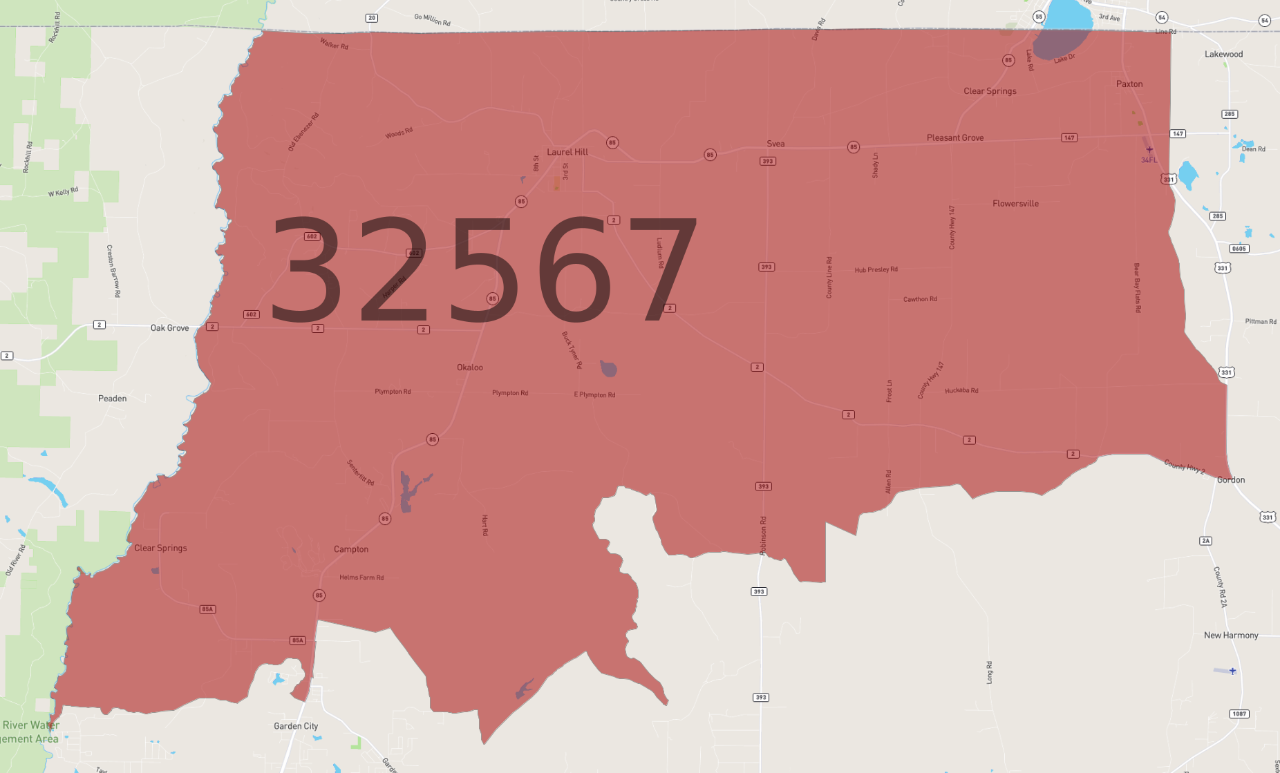 Zip Code 32567 - AtlasBig.com