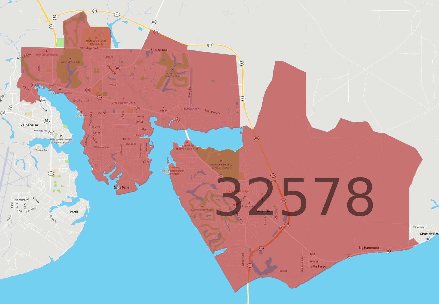 Zip Code 32578 - AtlasBig.com
