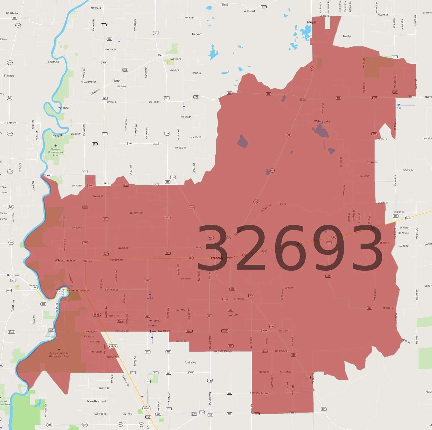 Zip Code 32693 - AtlasBig.com