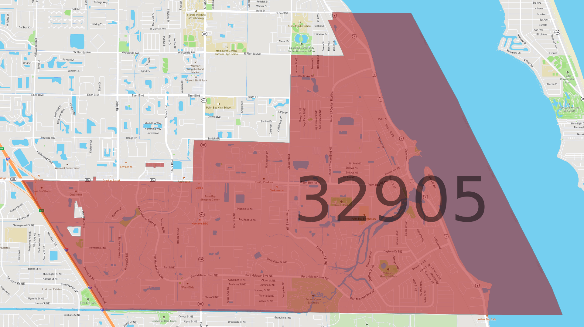 Zip Code 32905 - AtlasBig.com