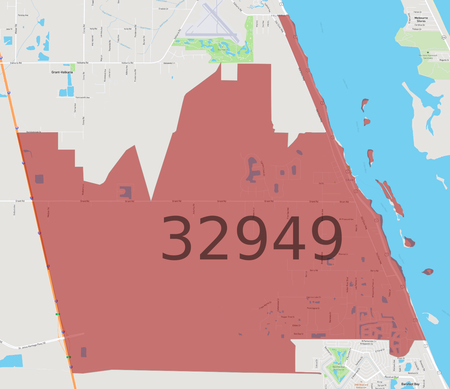 Zip Code 32949 - AtlasBig.com