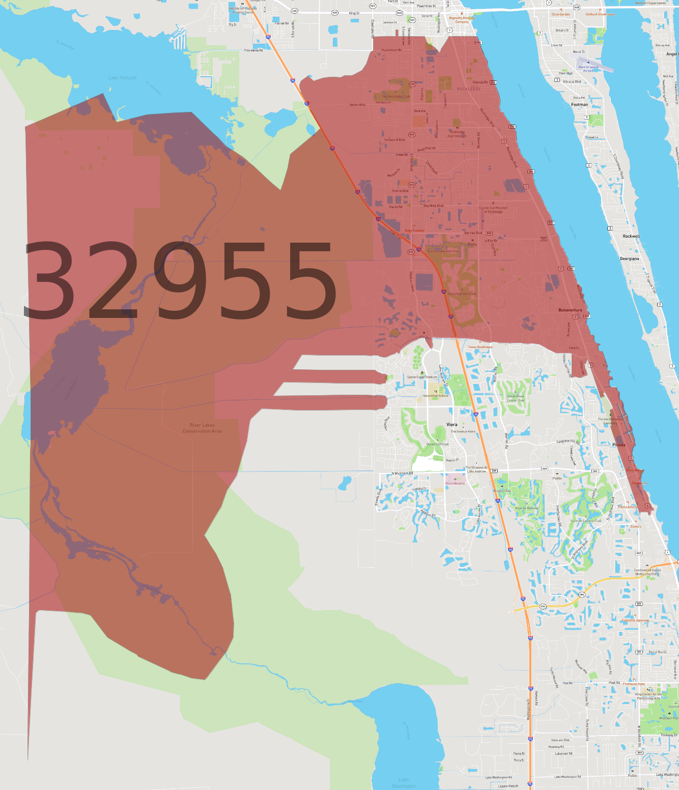 Zip Code 32955 - AtlasBig.com