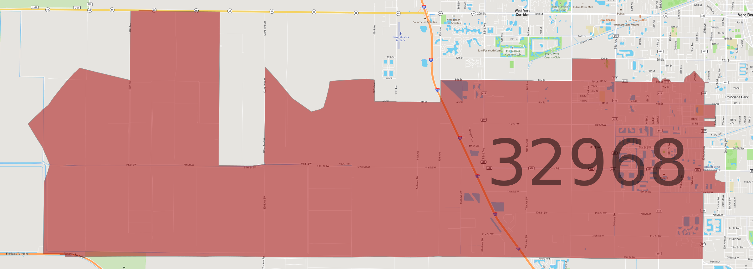 Zip Code 32968 - AtlasBig.com