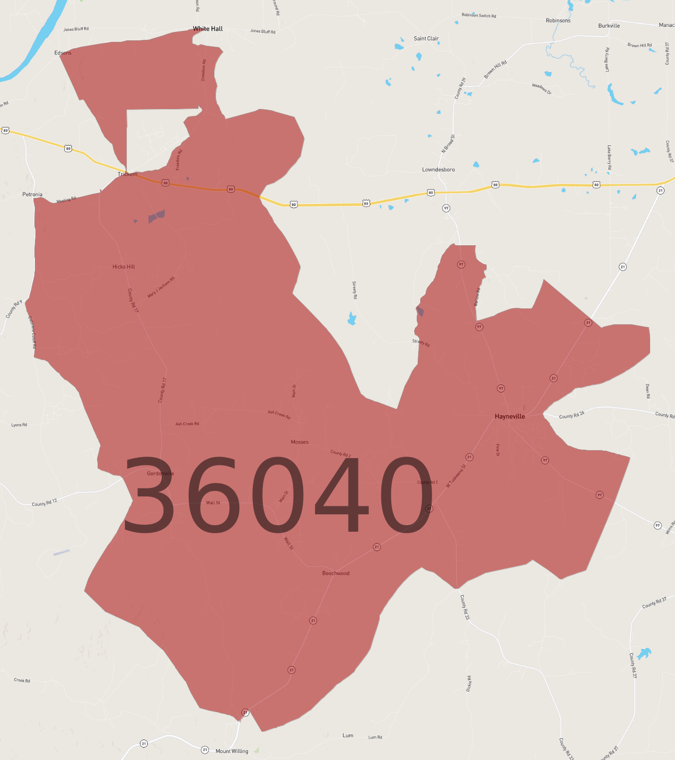 Zip Code 36040 - AtlasBig.com