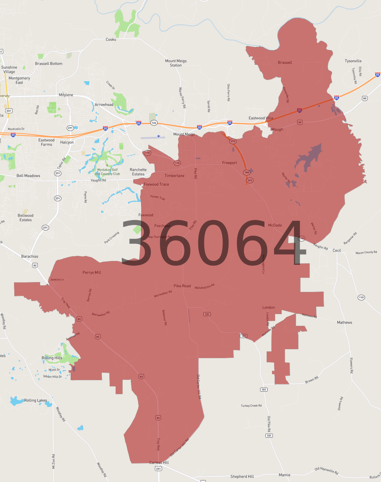 Zip Code 36064 - AtlasBig.com