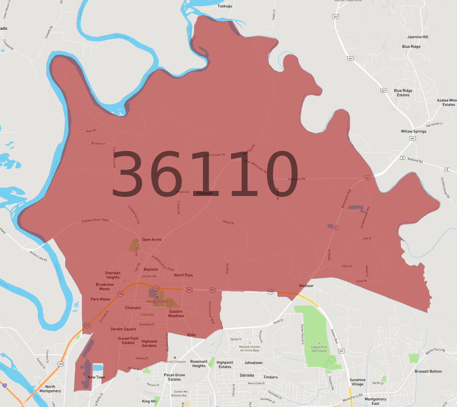 Zip Code 36110 - AtlasBig.com