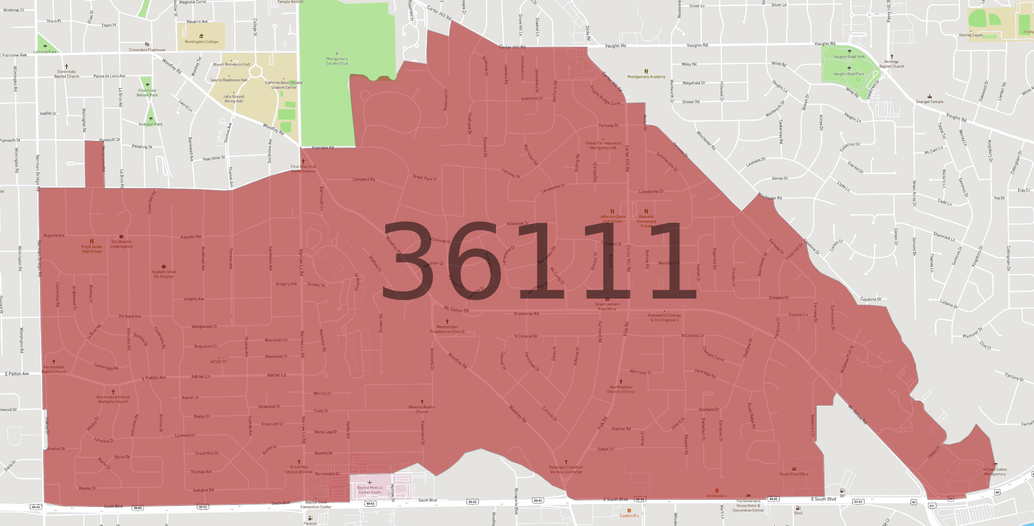 Zip Code 36111 - AtlasBig.com