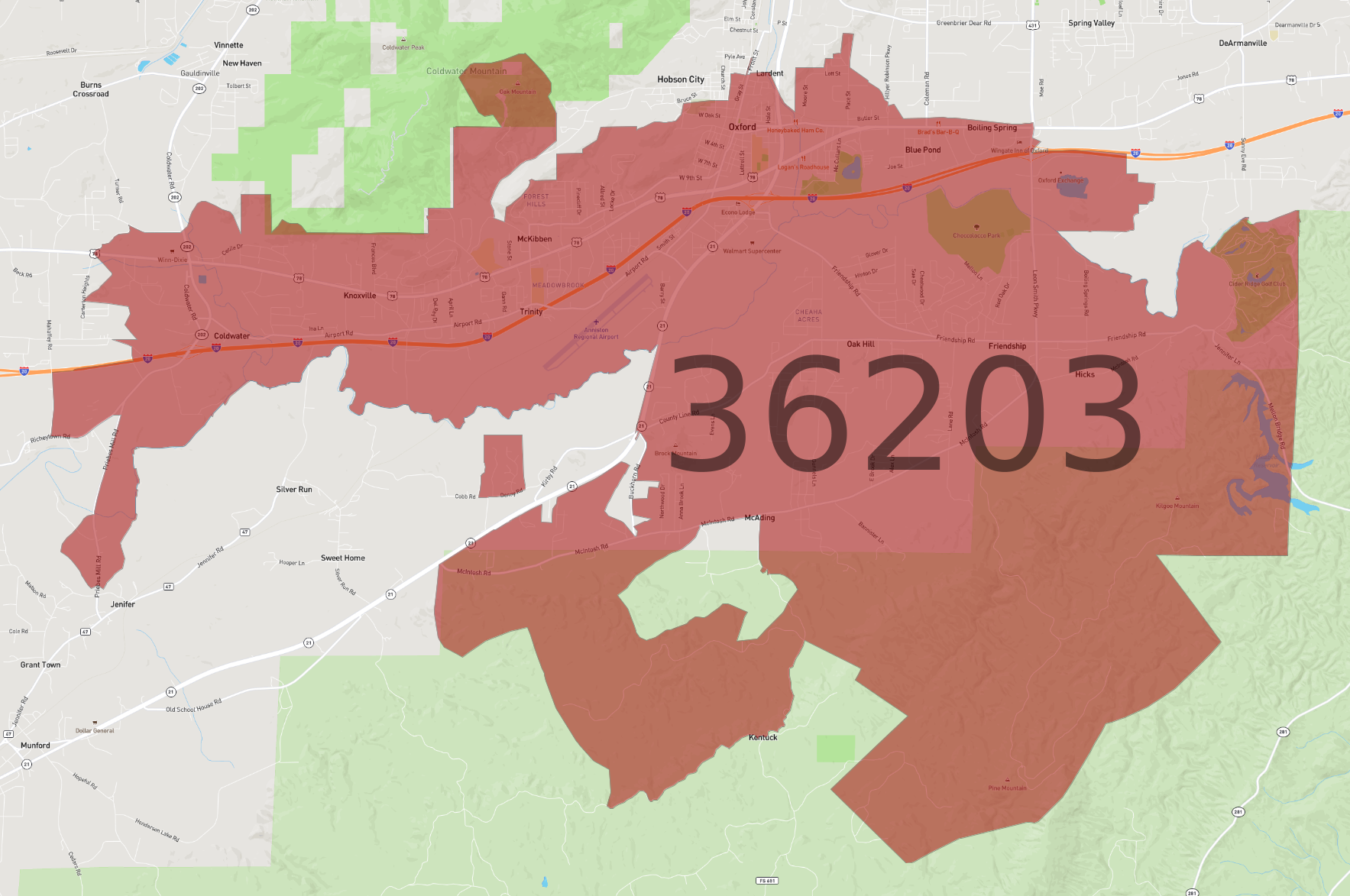 Zip Code 36203 - AtlasBig.com