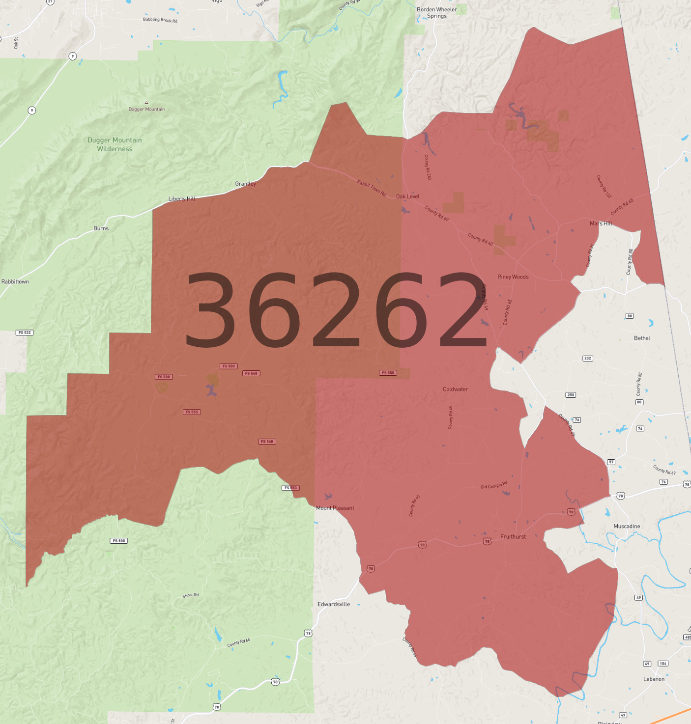 Zip Code 36262 - AtlasBig.com