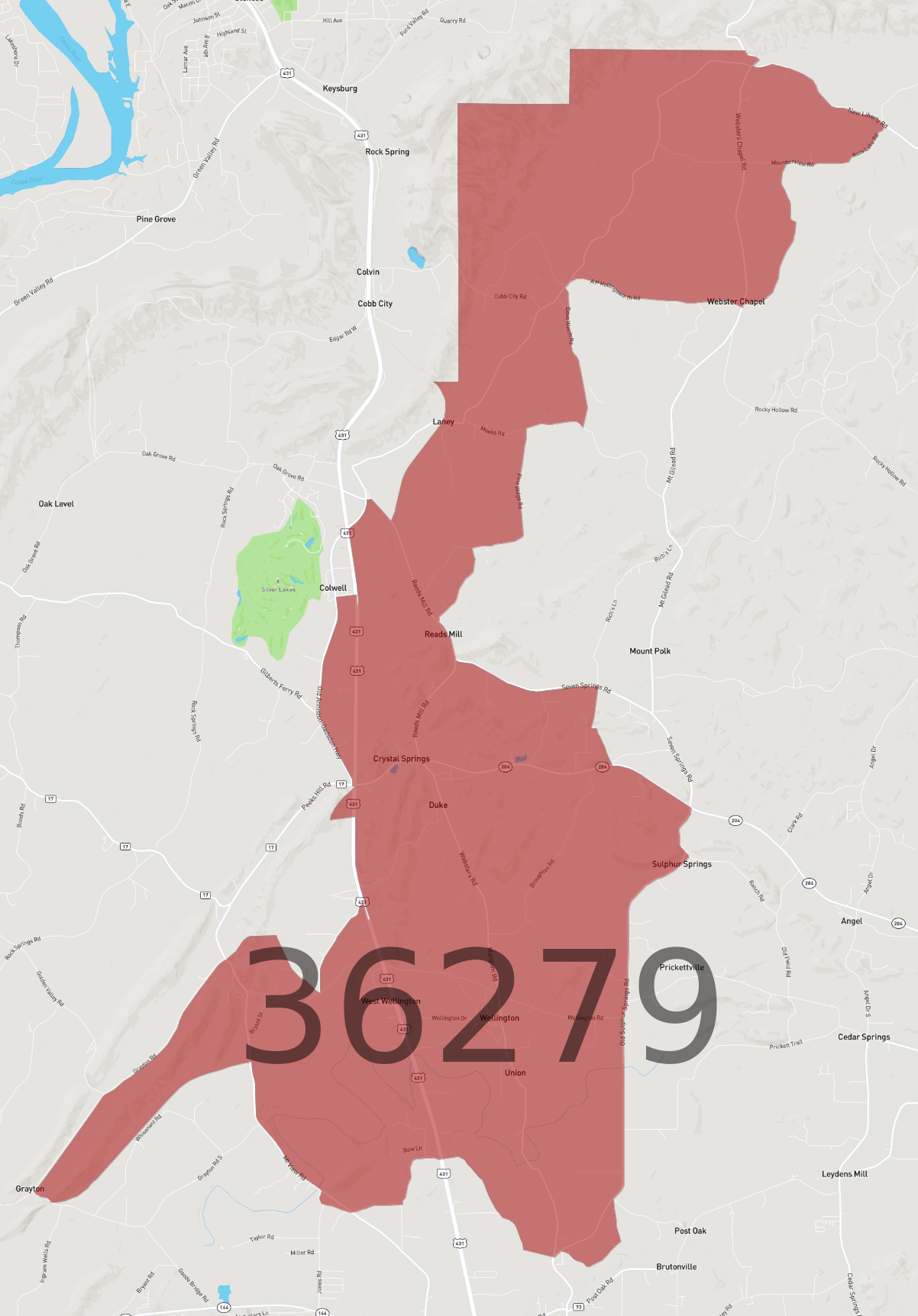 Zip Code 36279 - AtlasBig.com