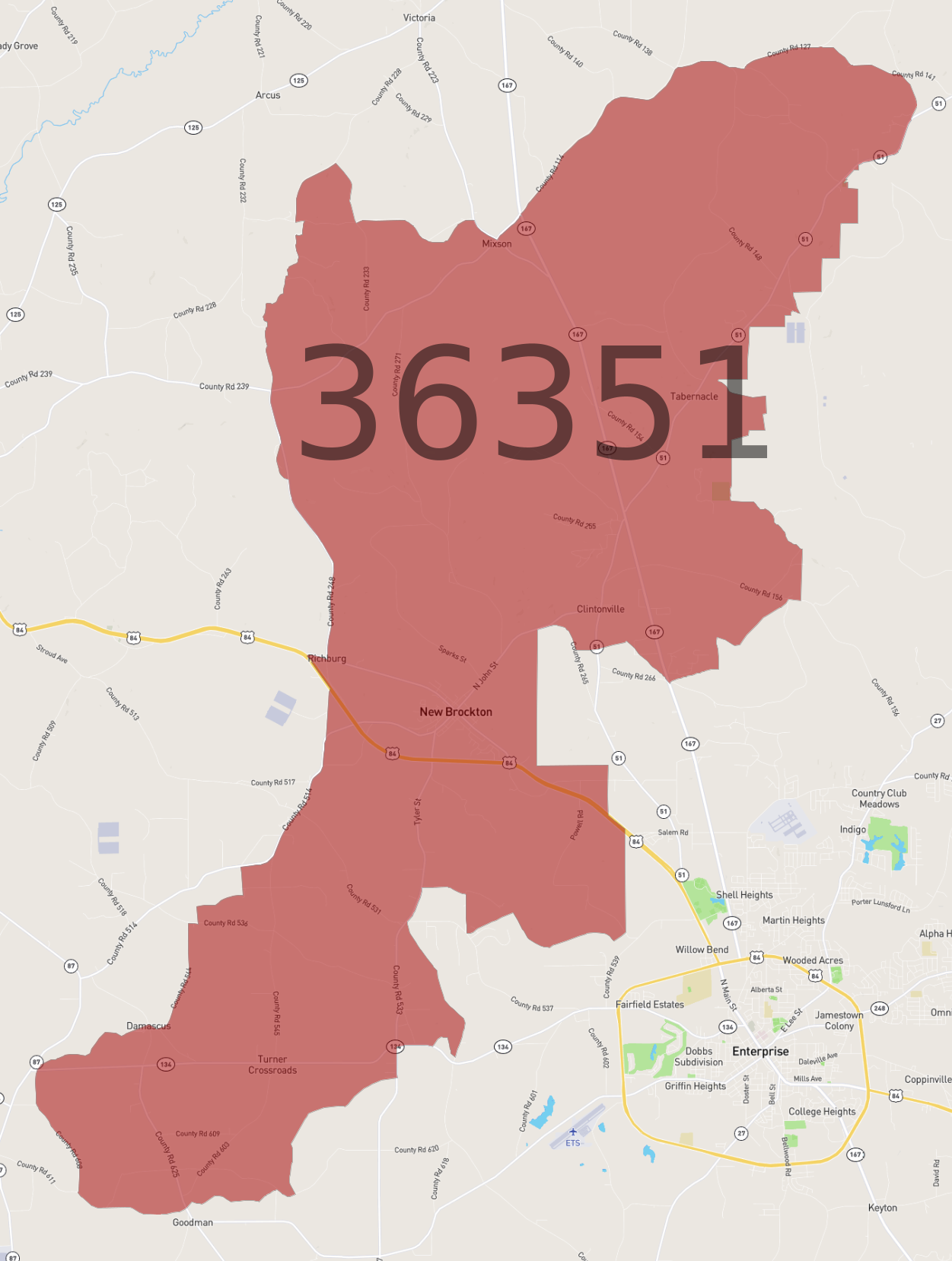 Zip Code 36351 - AtlasBig.com