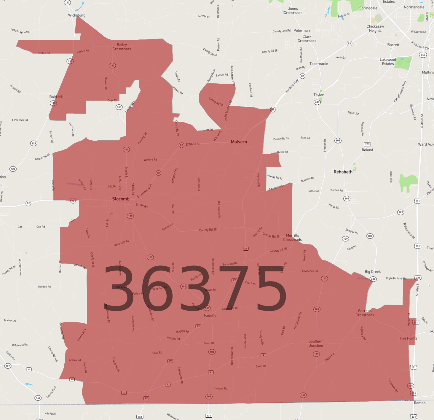 Zip Code 36375 - AtlasBig.com