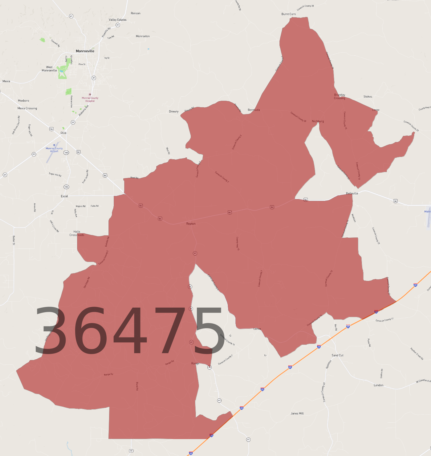 Zip Code 36475 - AtlasBig.com