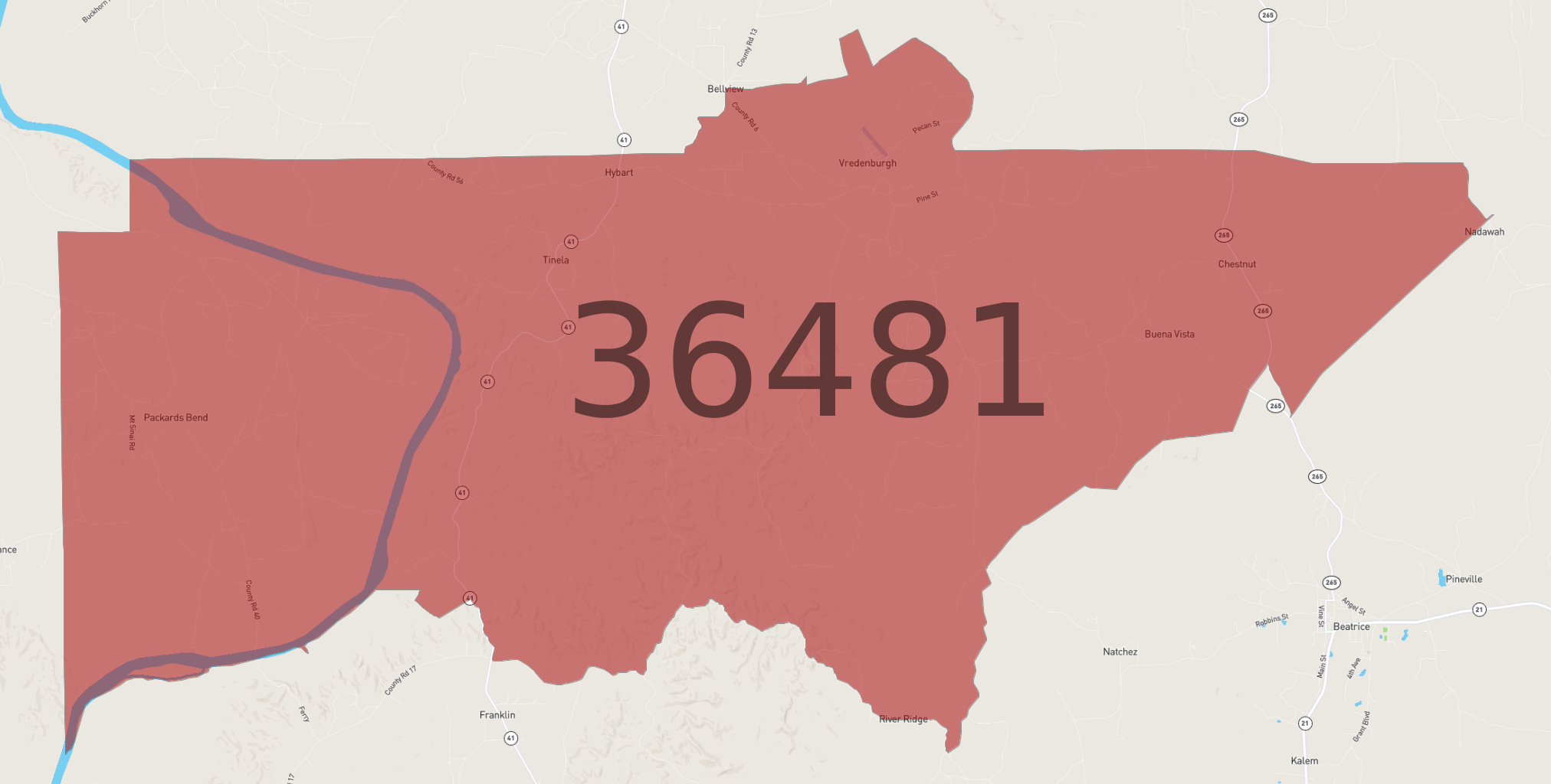 Zip Code 36481 - AtlasBig.com