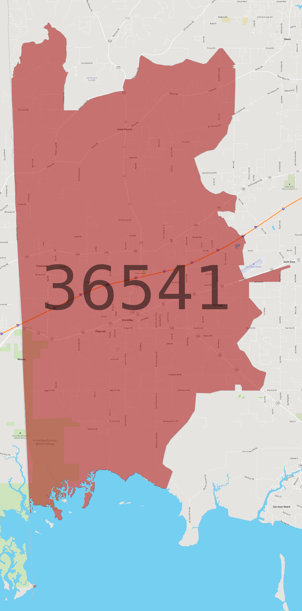Zip Code 36541 - AtlasBig.com