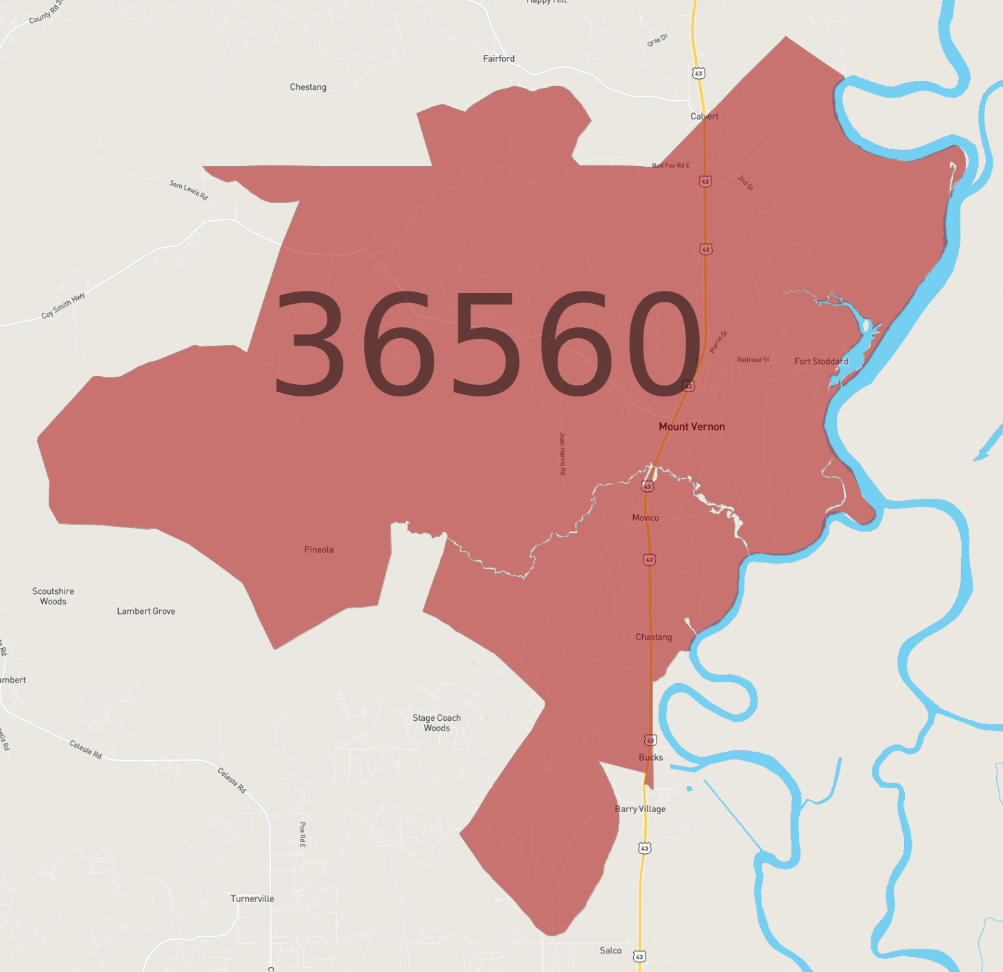 Zip Code 36560 - AtlasBig.com