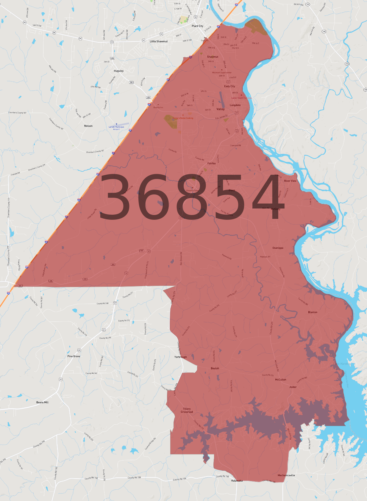 Zip Code 36854 - AtlasBig.com