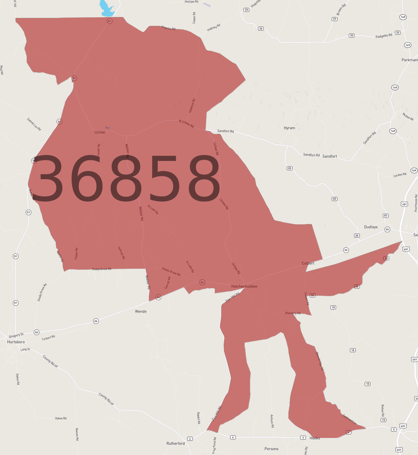 Zip Code 36858 - AtlasBig.com