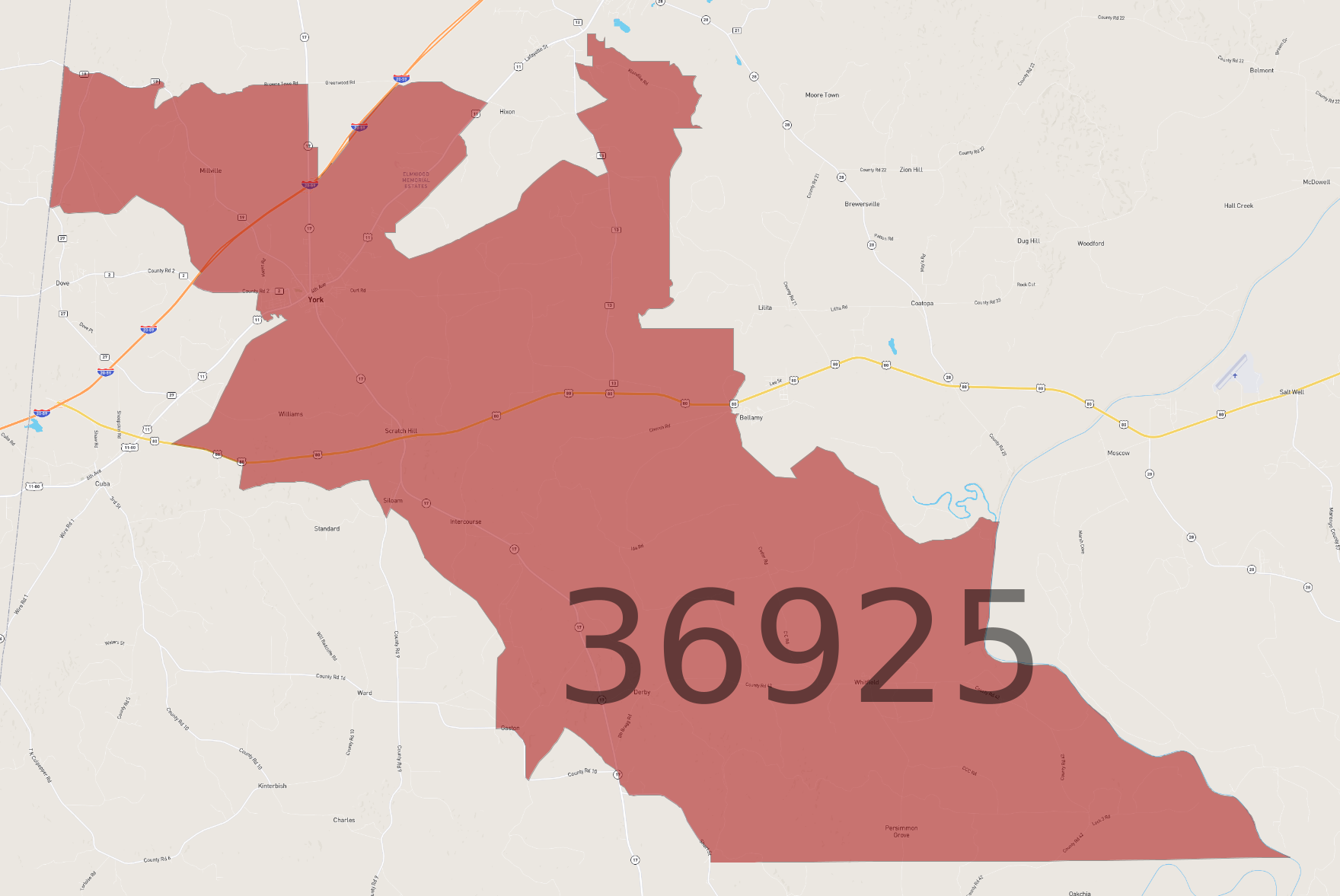 Zip Code 36925 - AtlasBig.com