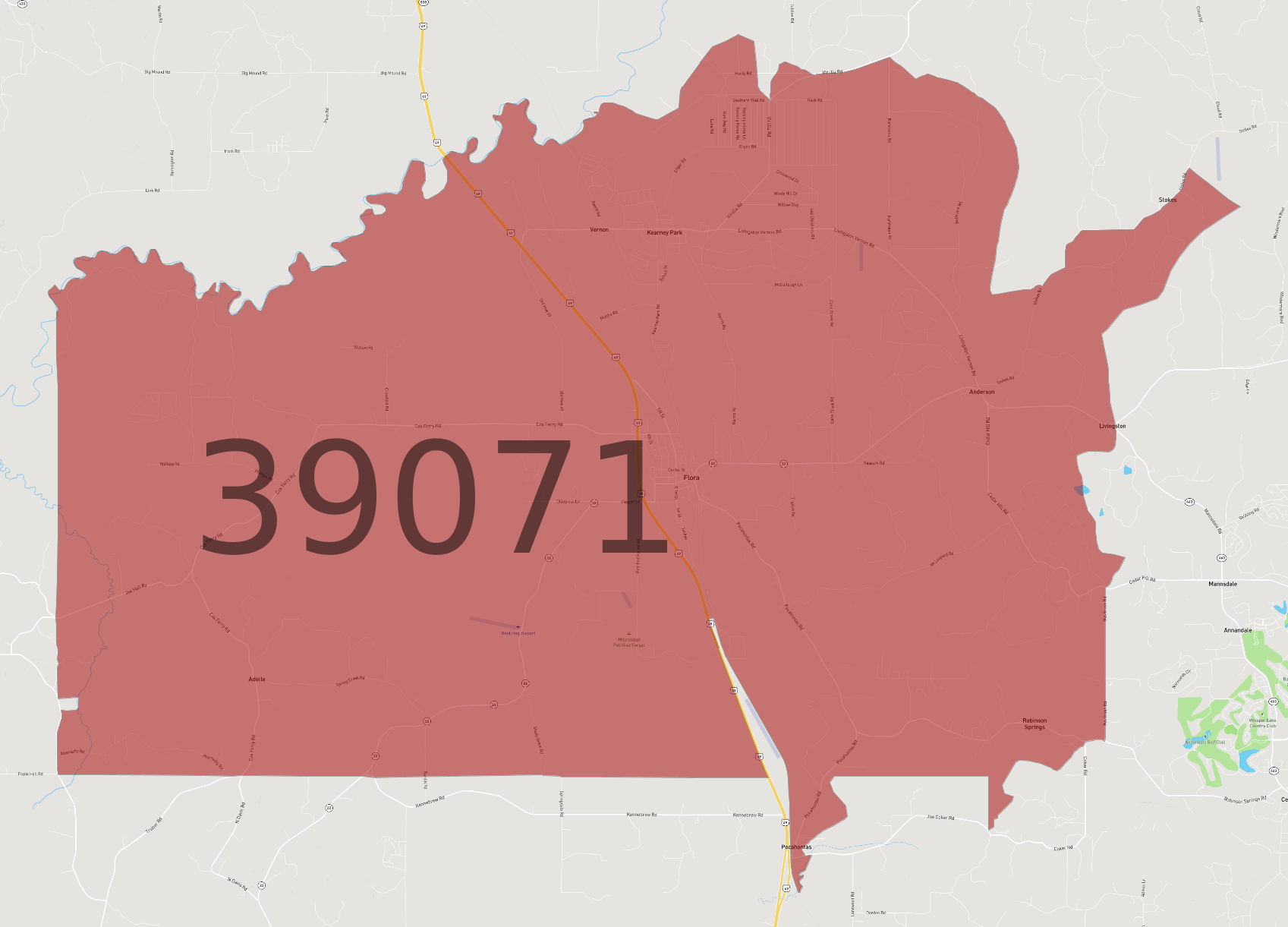Zip Code 39071 - AtlasBig.com