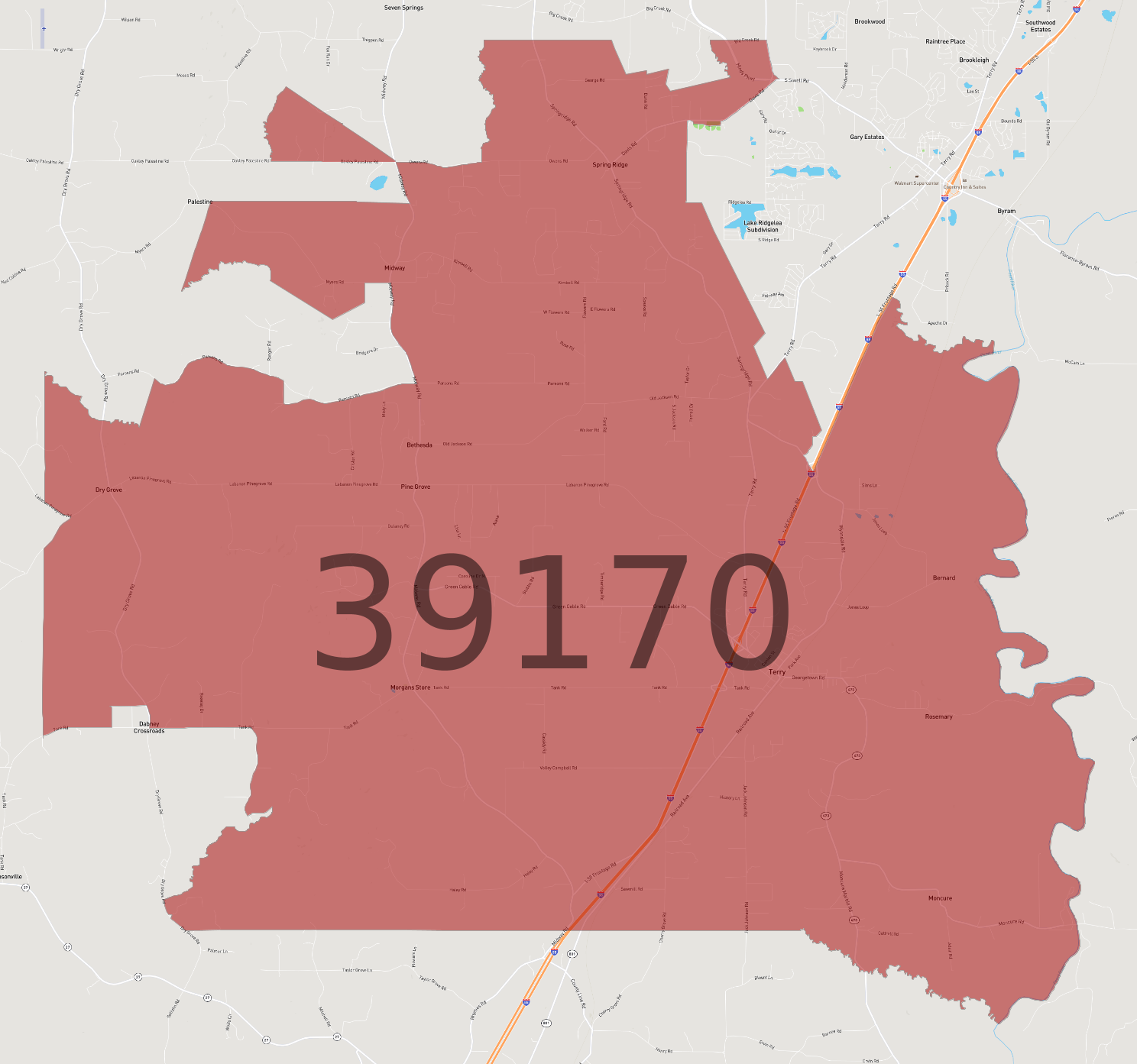 Zip Code 39170 - AtlasBig.com