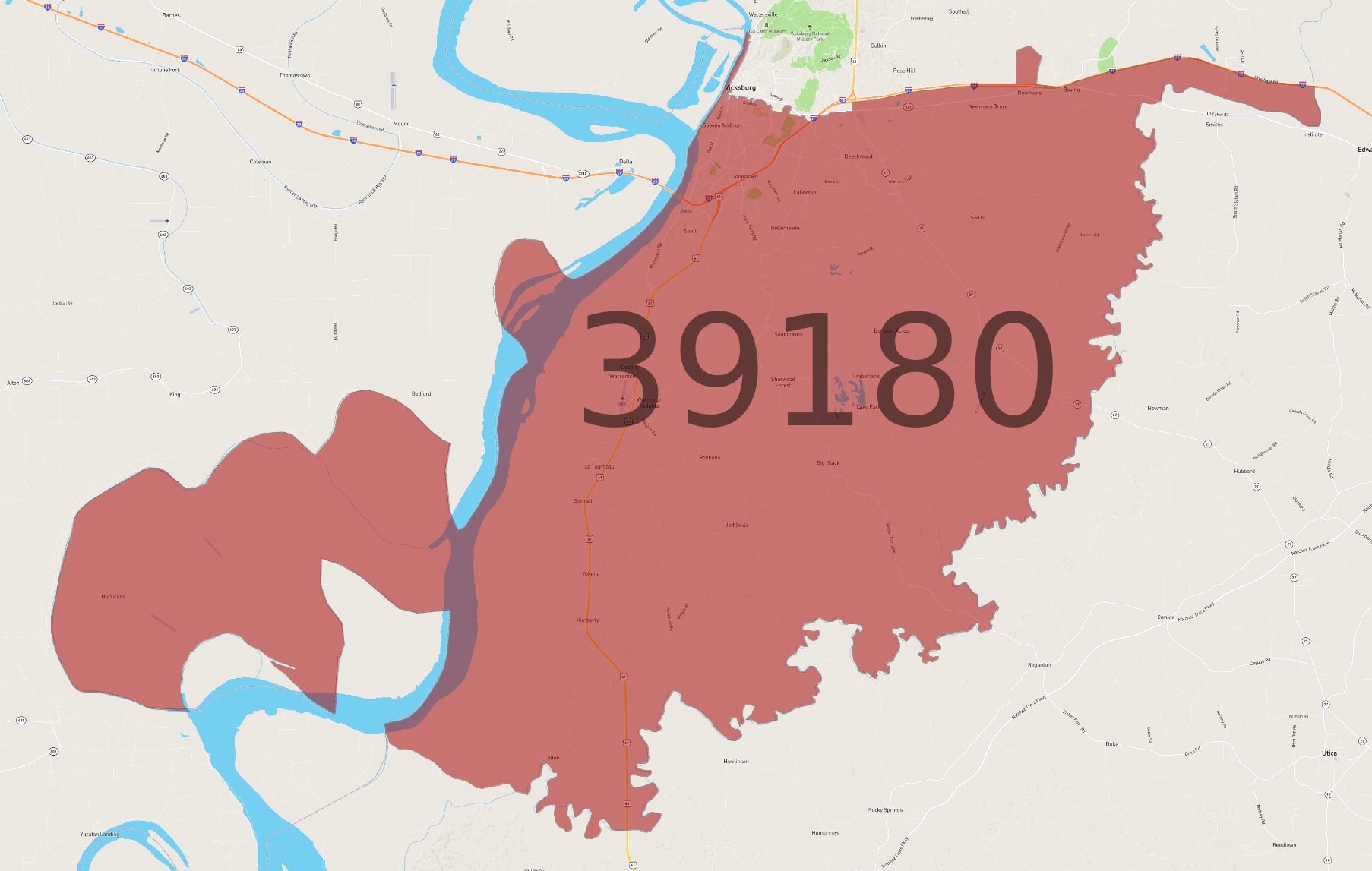 Zip Code 39180 - AtlasBig.com