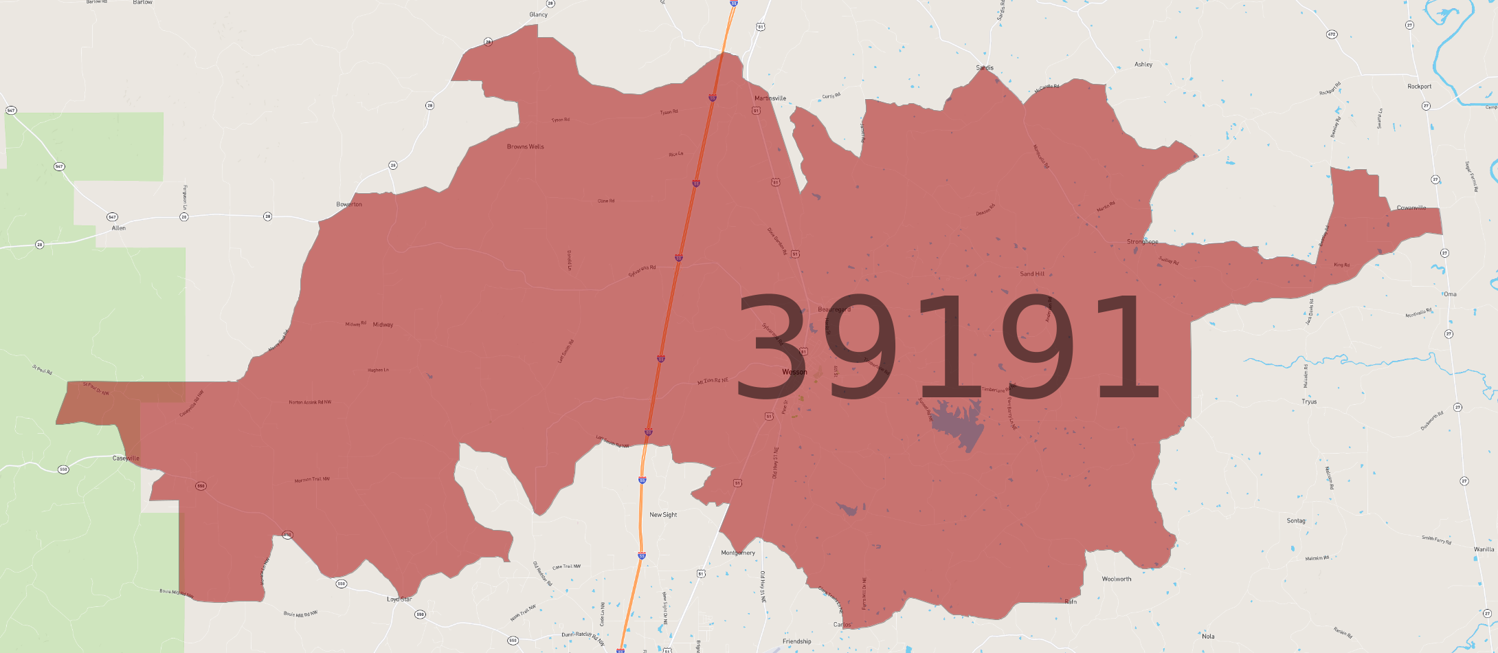 Zip Code 39191 - AtlasBig.com