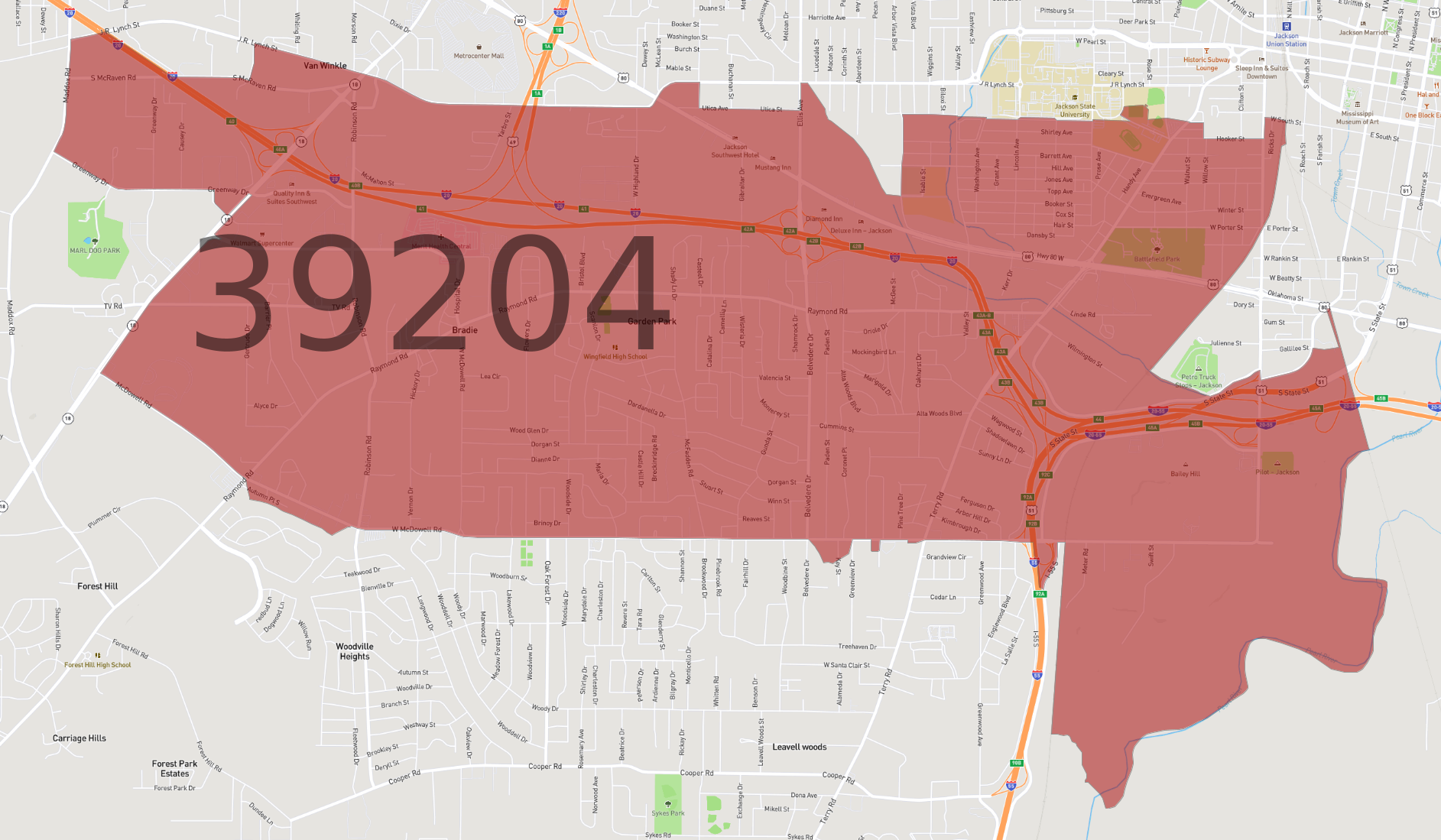 Zip Code 39204 - AtlasBig.com