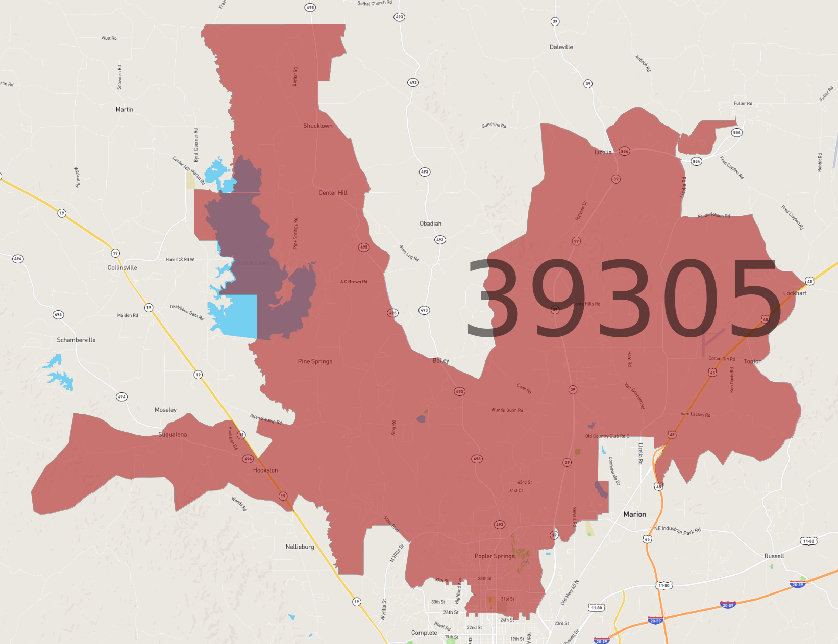 Zip Code 39305 - AtlasBig.com