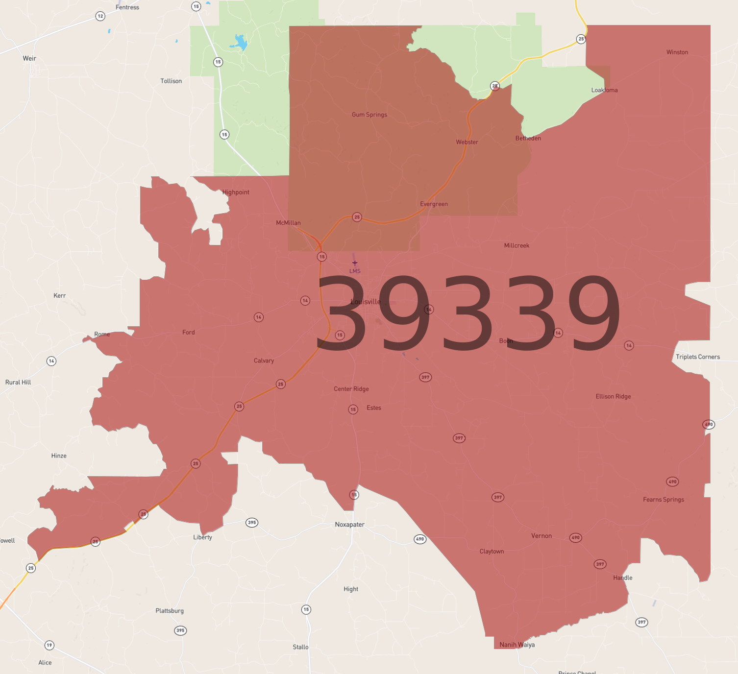 Zip Code 39339 - AtlasBig.com