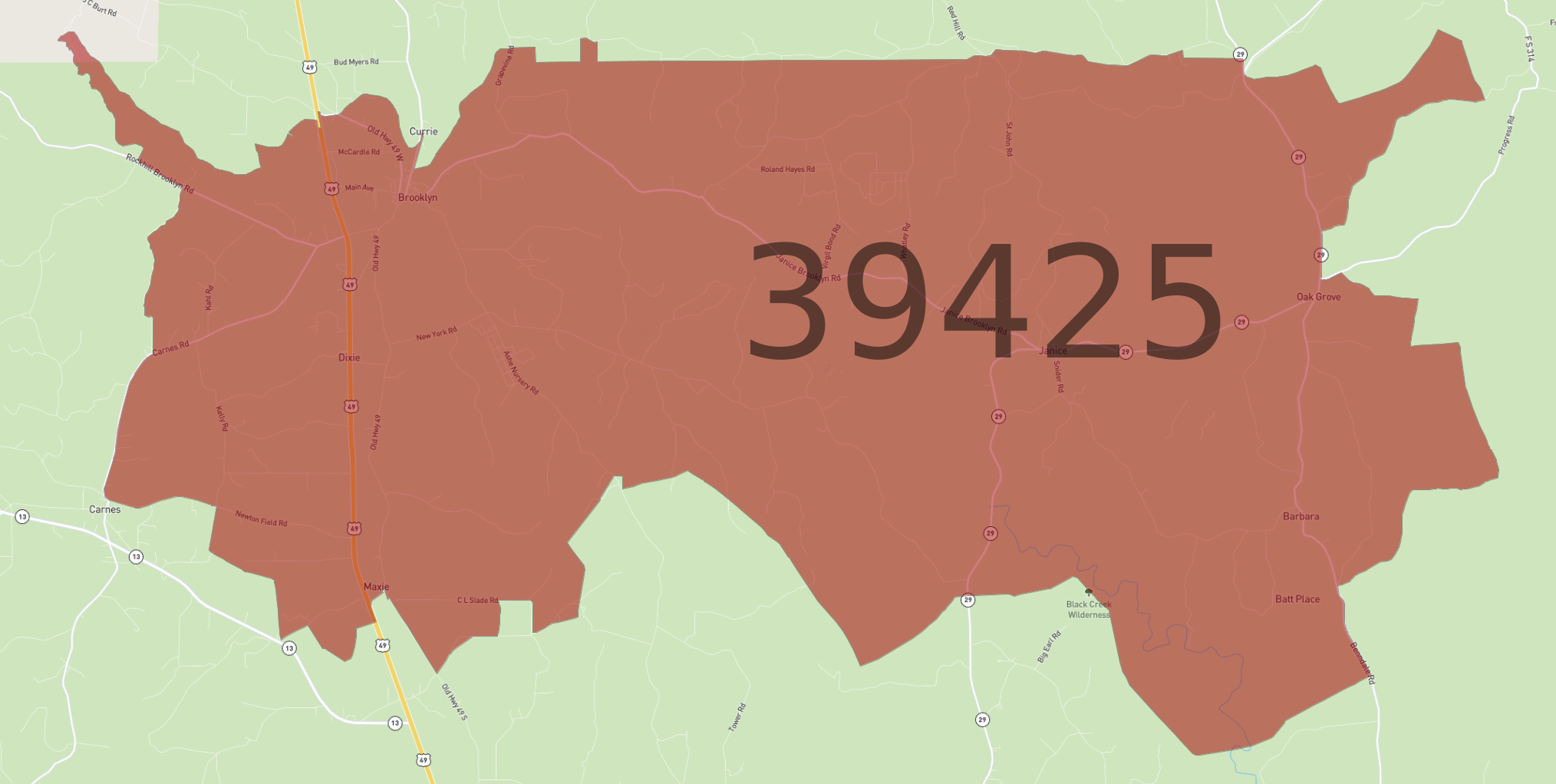 Zip Code 39425 - AtlasBig.com