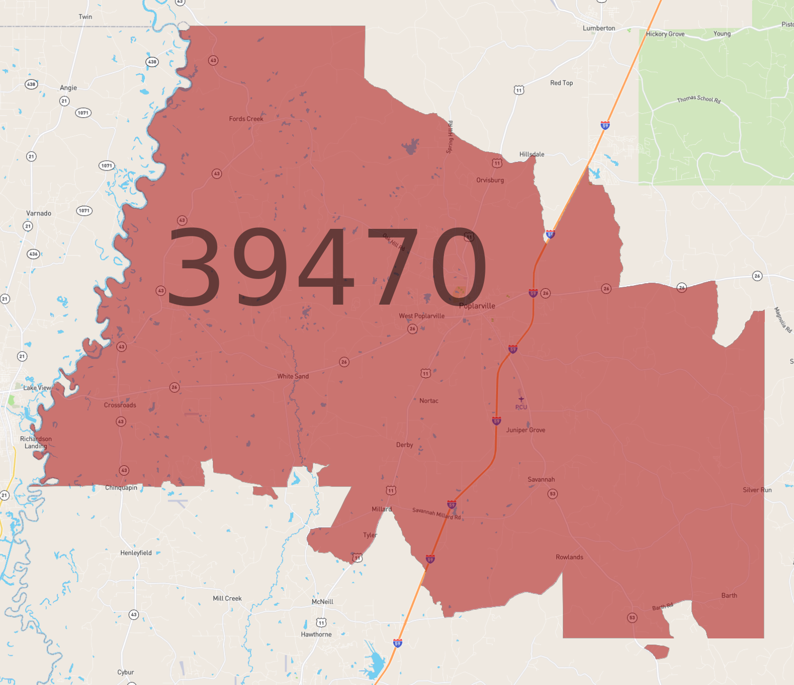 Zip Code 39470 - AtlasBig.com