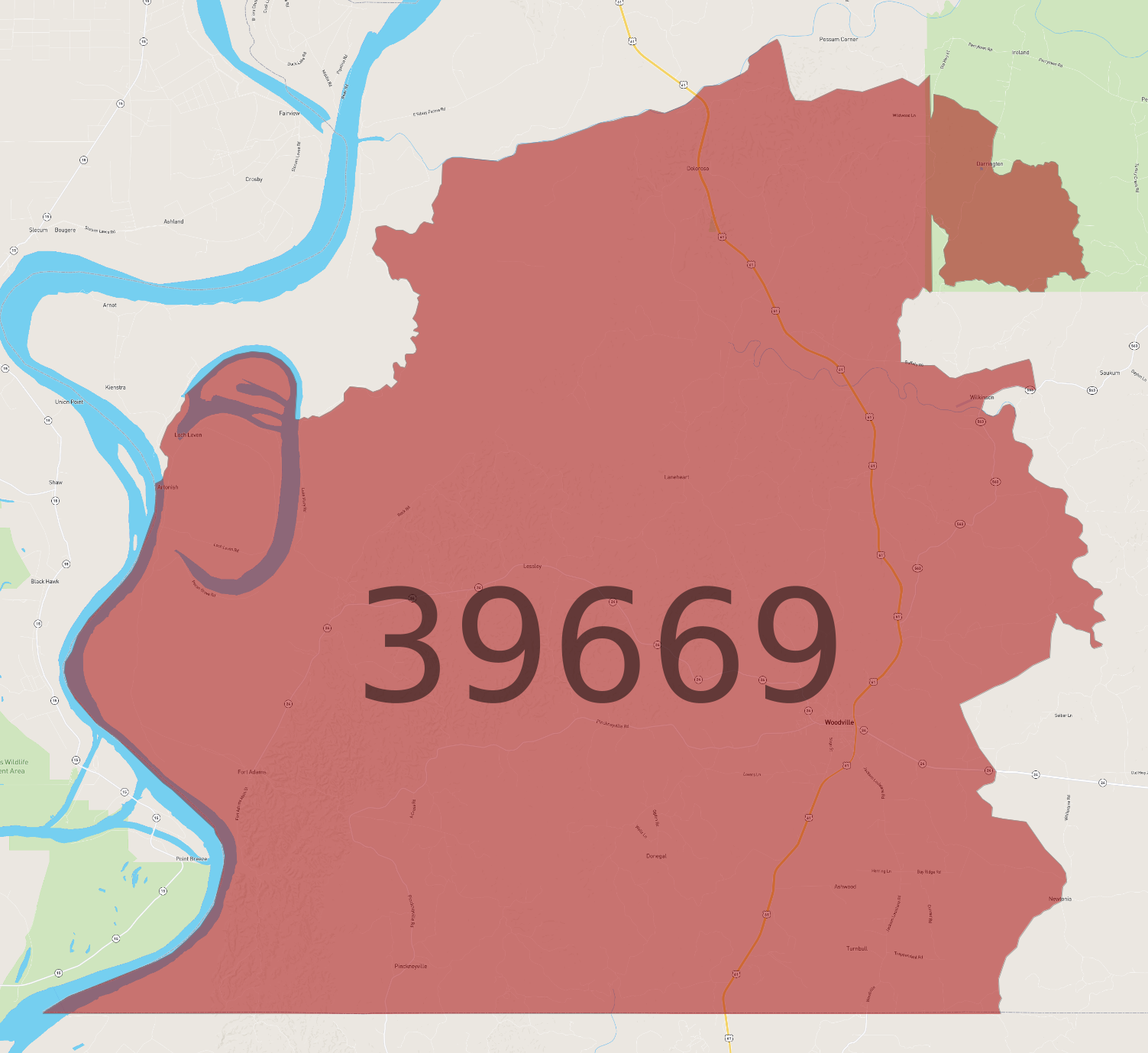 Zip Code 39669 - AtlasBig.com