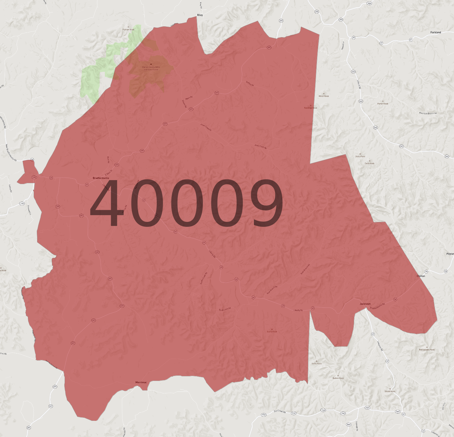 Zip Code 40009 - AtlasBig.com