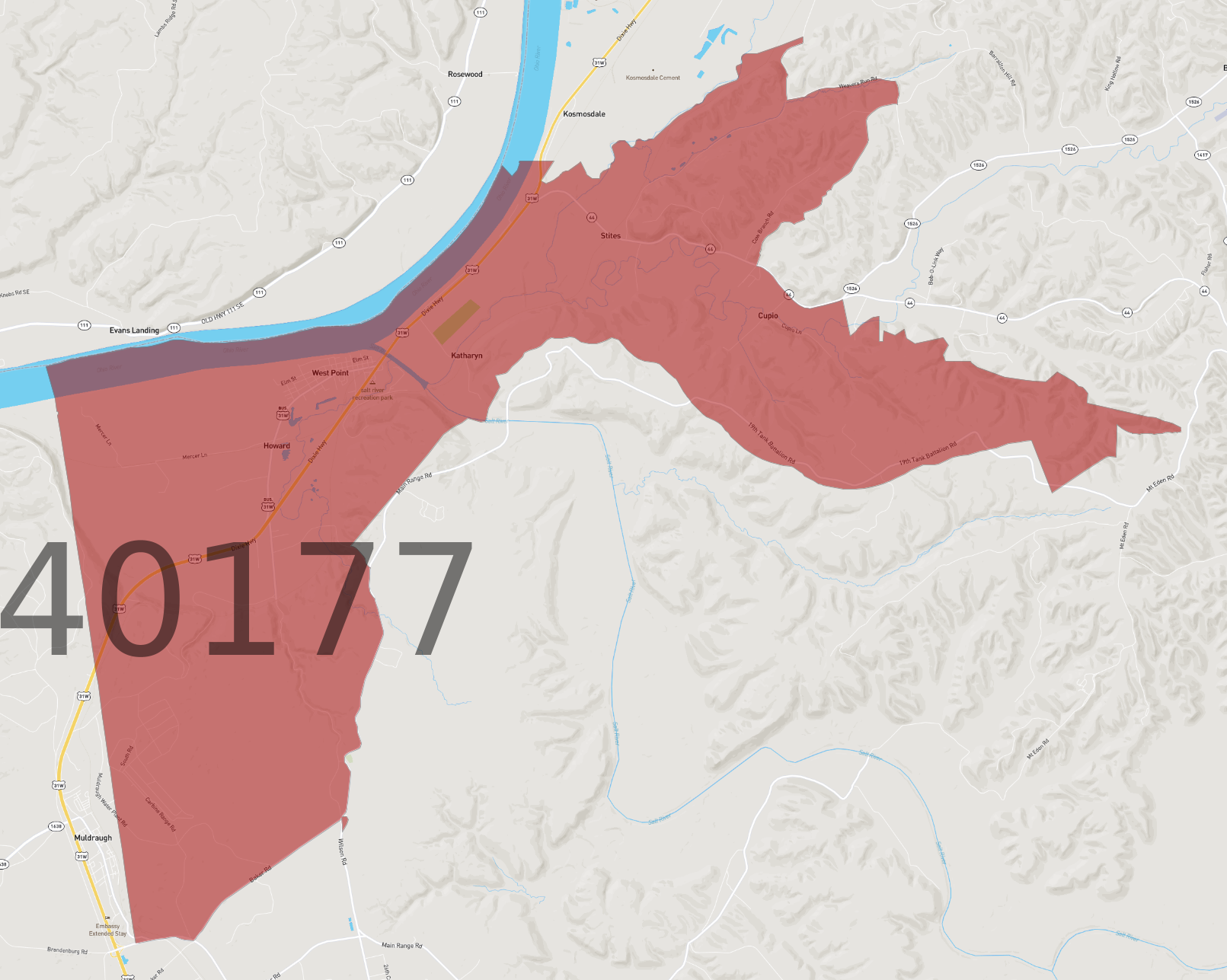 Zip Code 40177 - AtlasBig.com