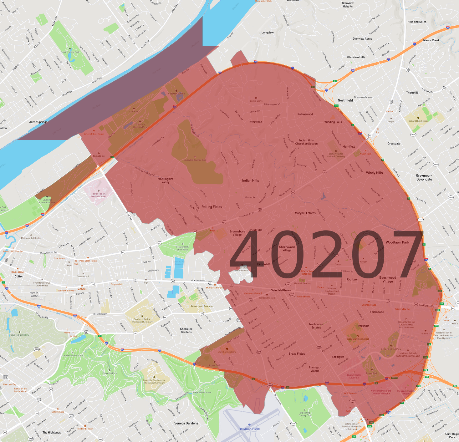 Zip Code 40207 - AtlasBig.com