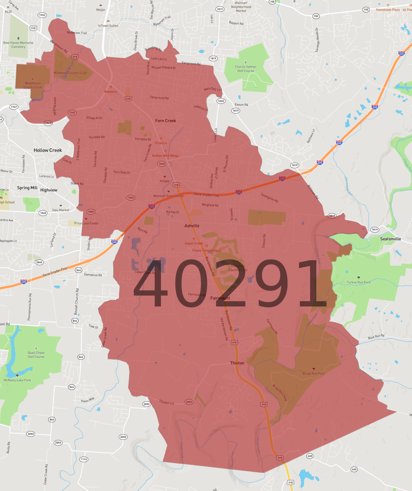 Zip Code 40291 - AtlasBig.com