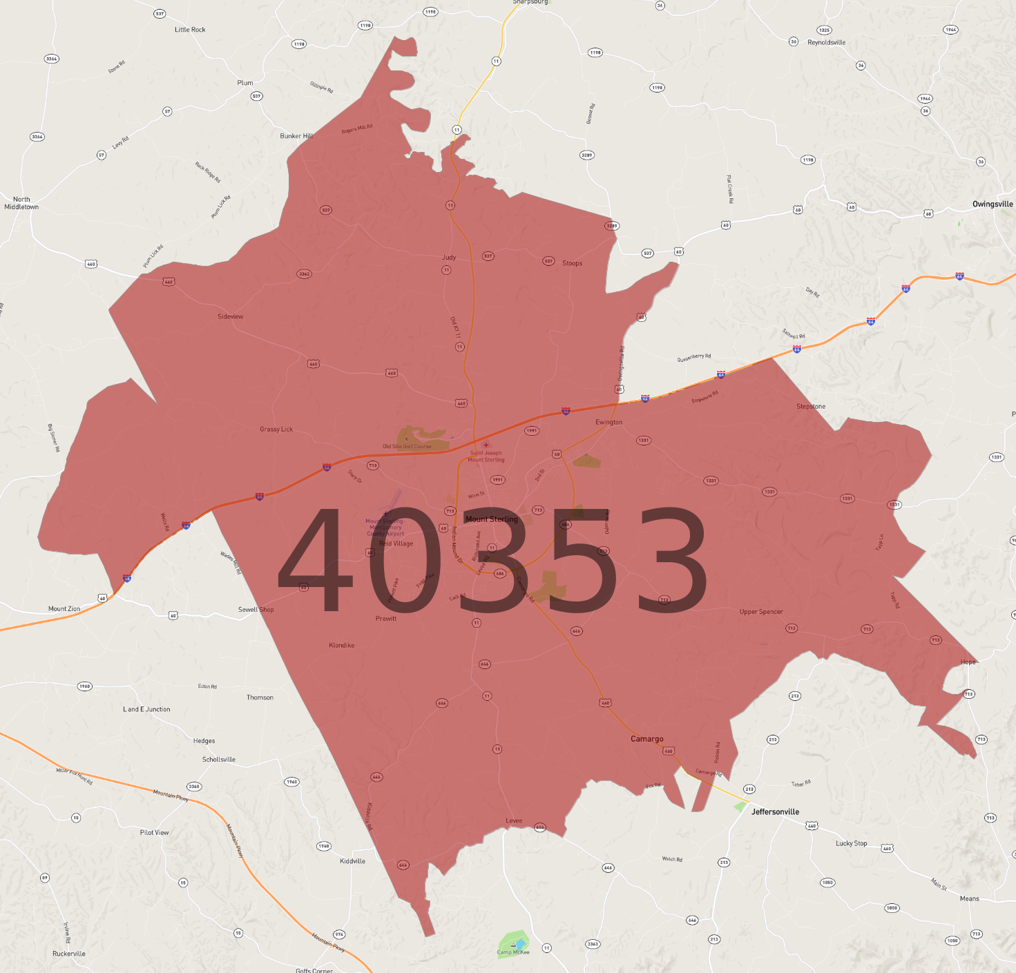 Zip Code 40353 - AtlasBig.com