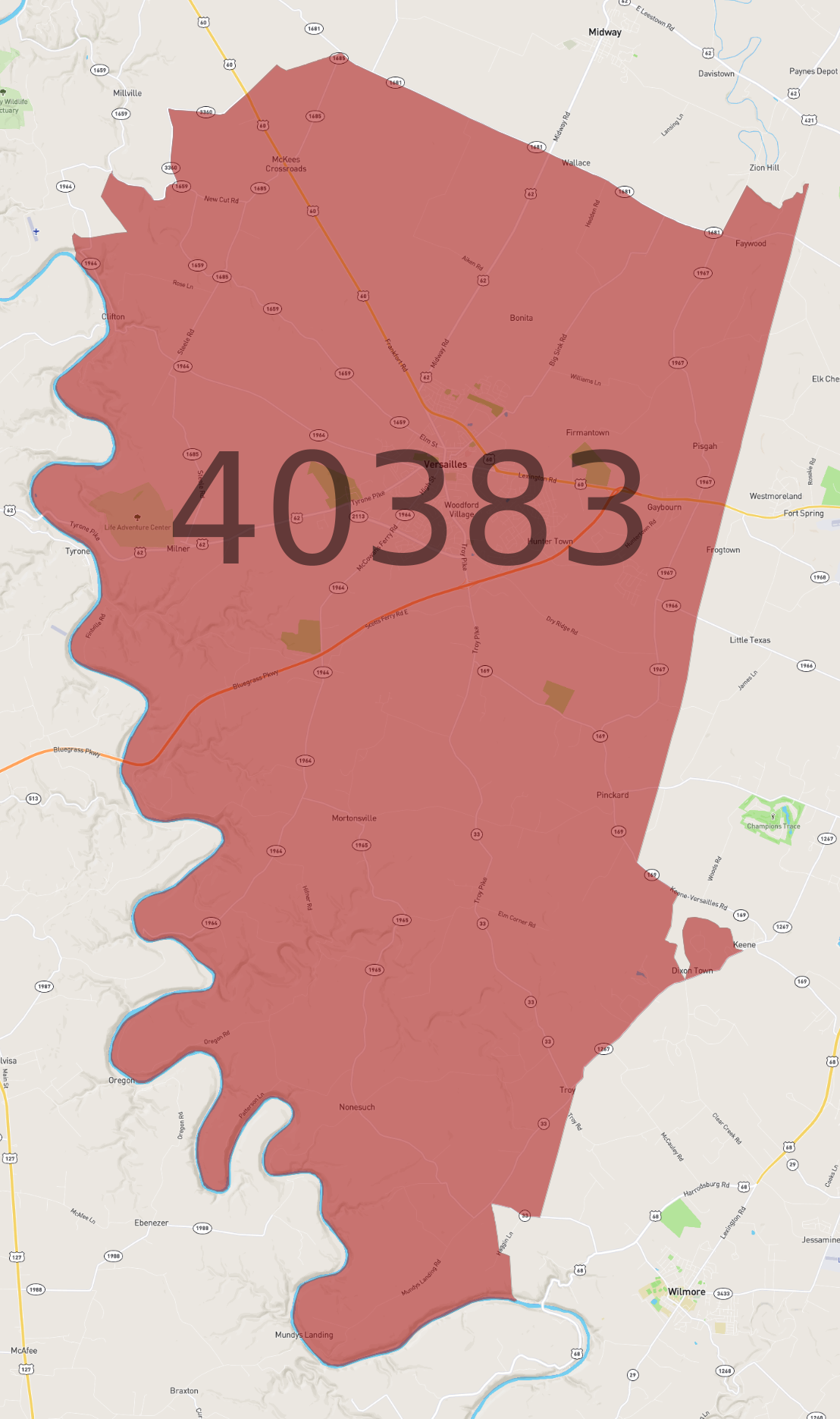 Zip Code 40383 - AtlasBig.com