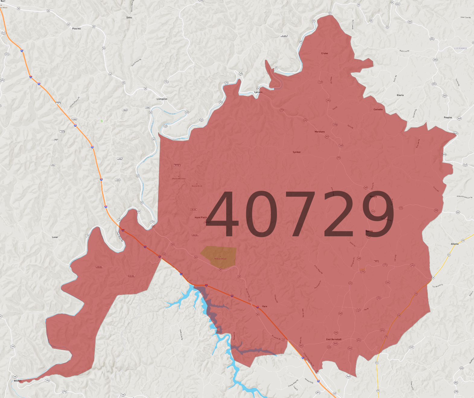 Zip Code 40729 - AtlasBig.com