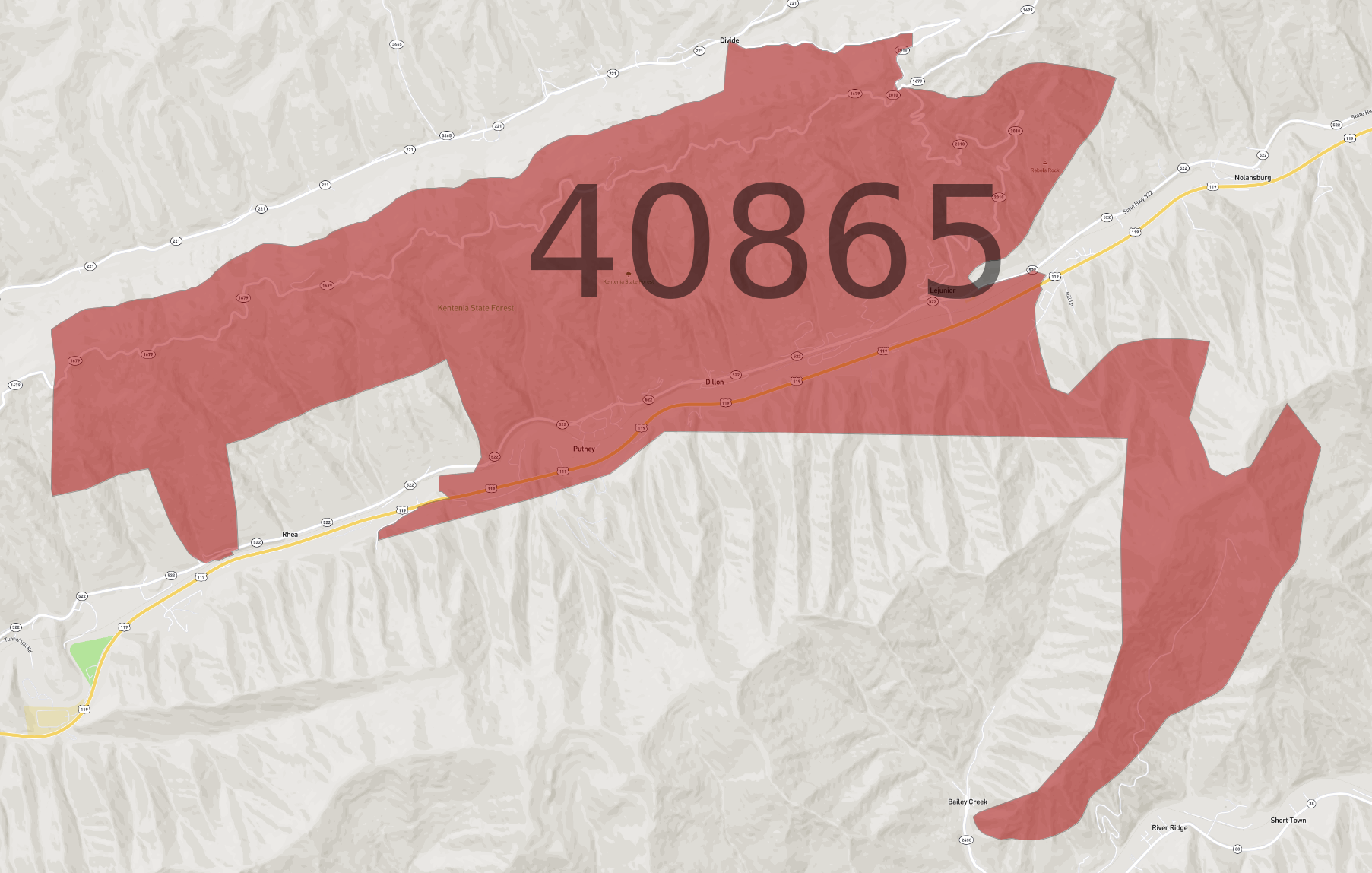 Zip Code 40865 - AtlasBig.com