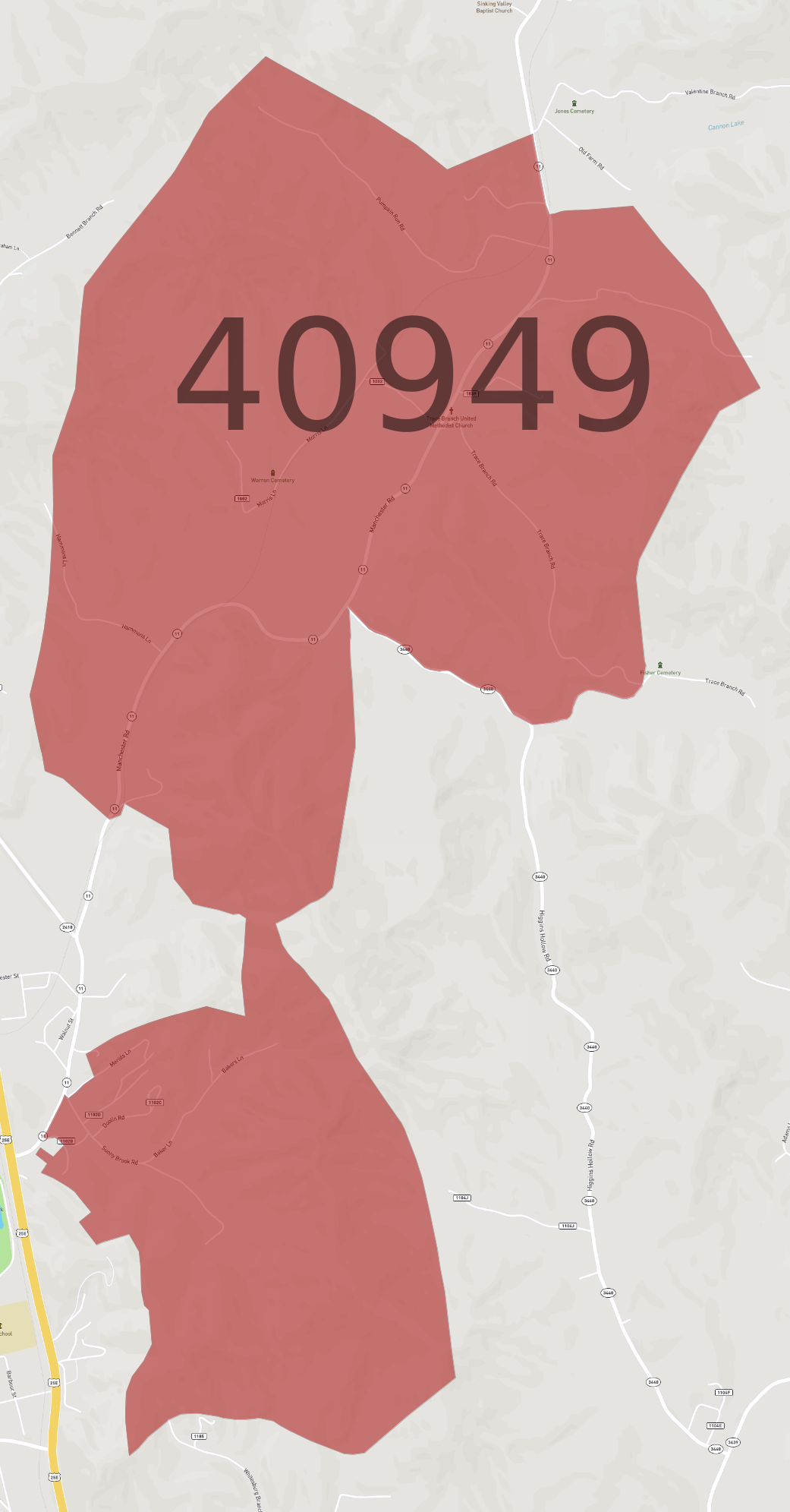 Zip Code 40949 - AtlasBig.com