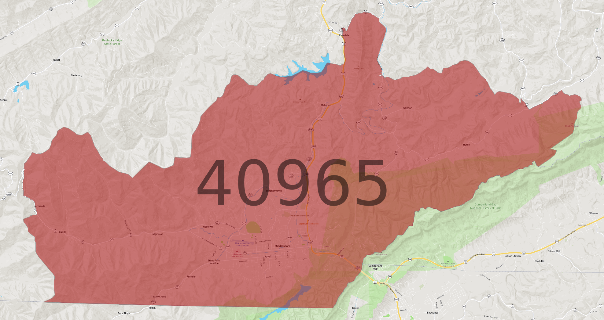 Zip Code 40965 - AtlasBig.com