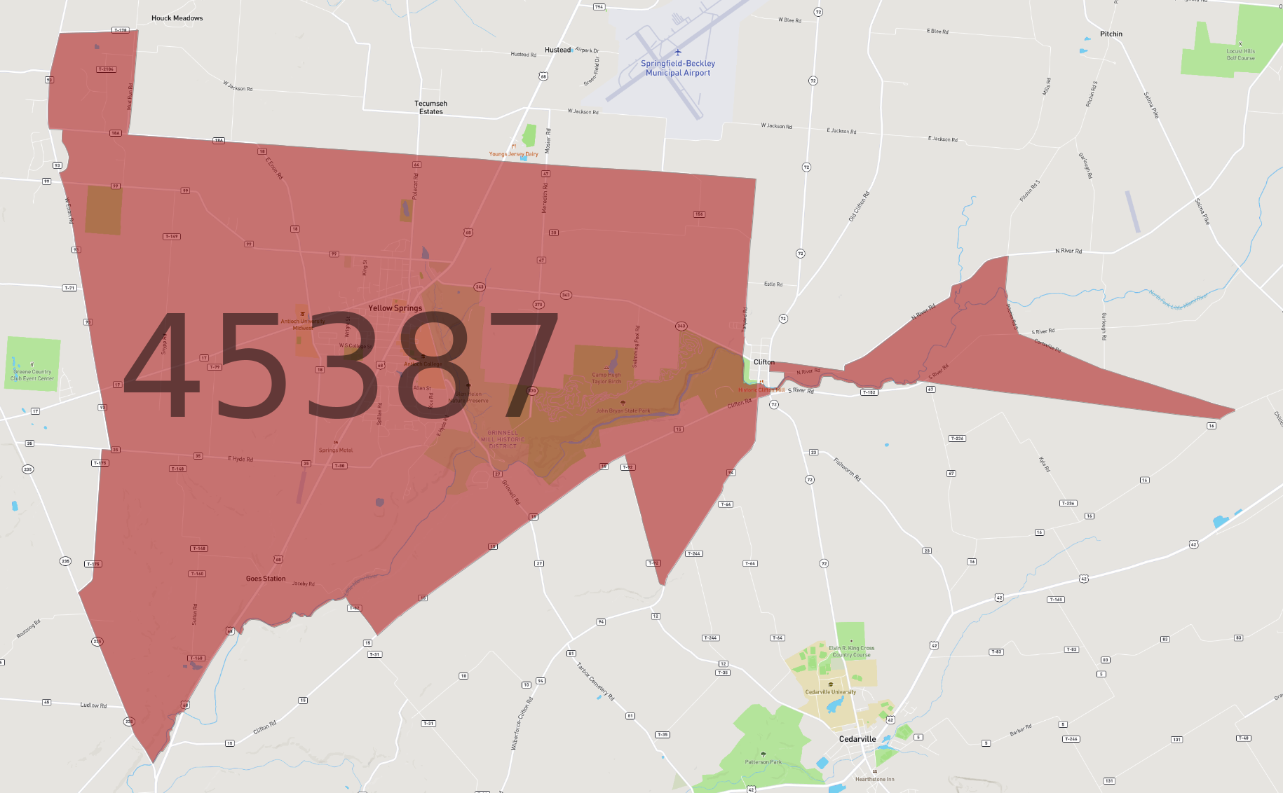 Zip Code 45387 - AtlasBig.com