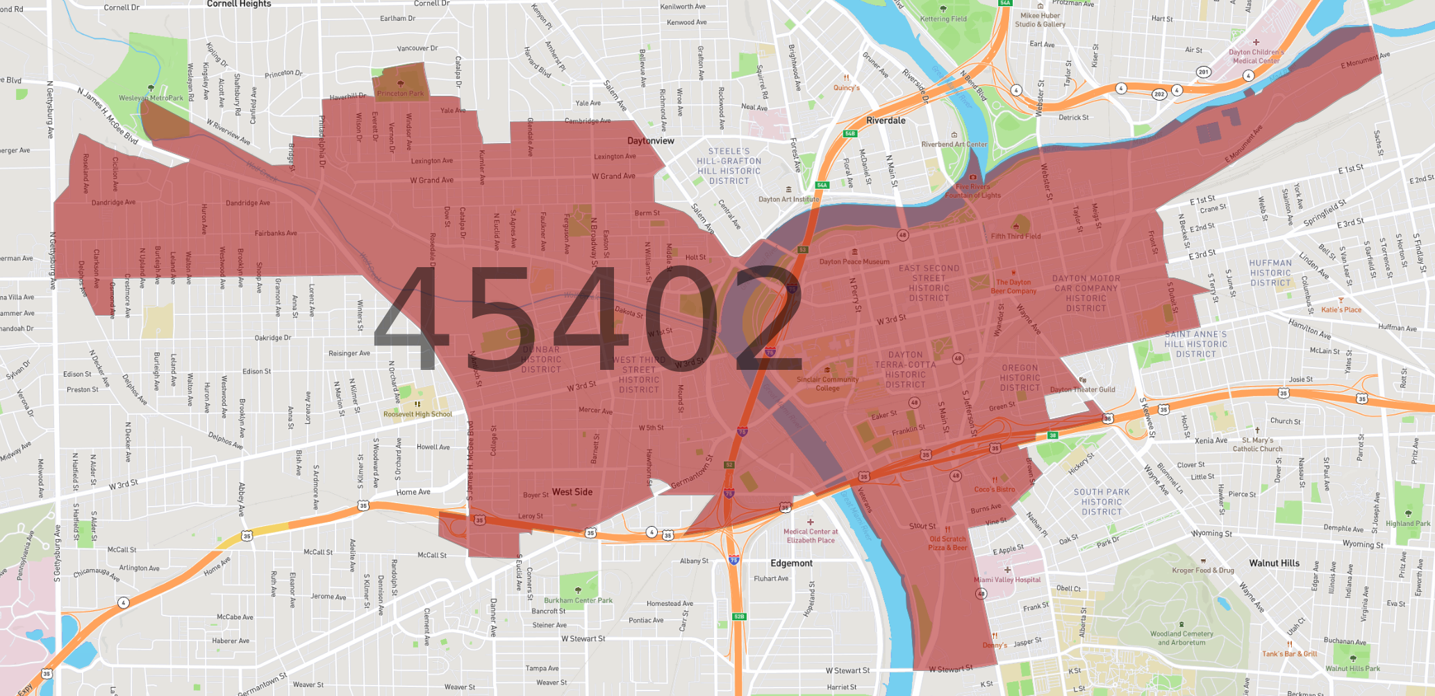 Zip Code 45402 - AtlasBig.com