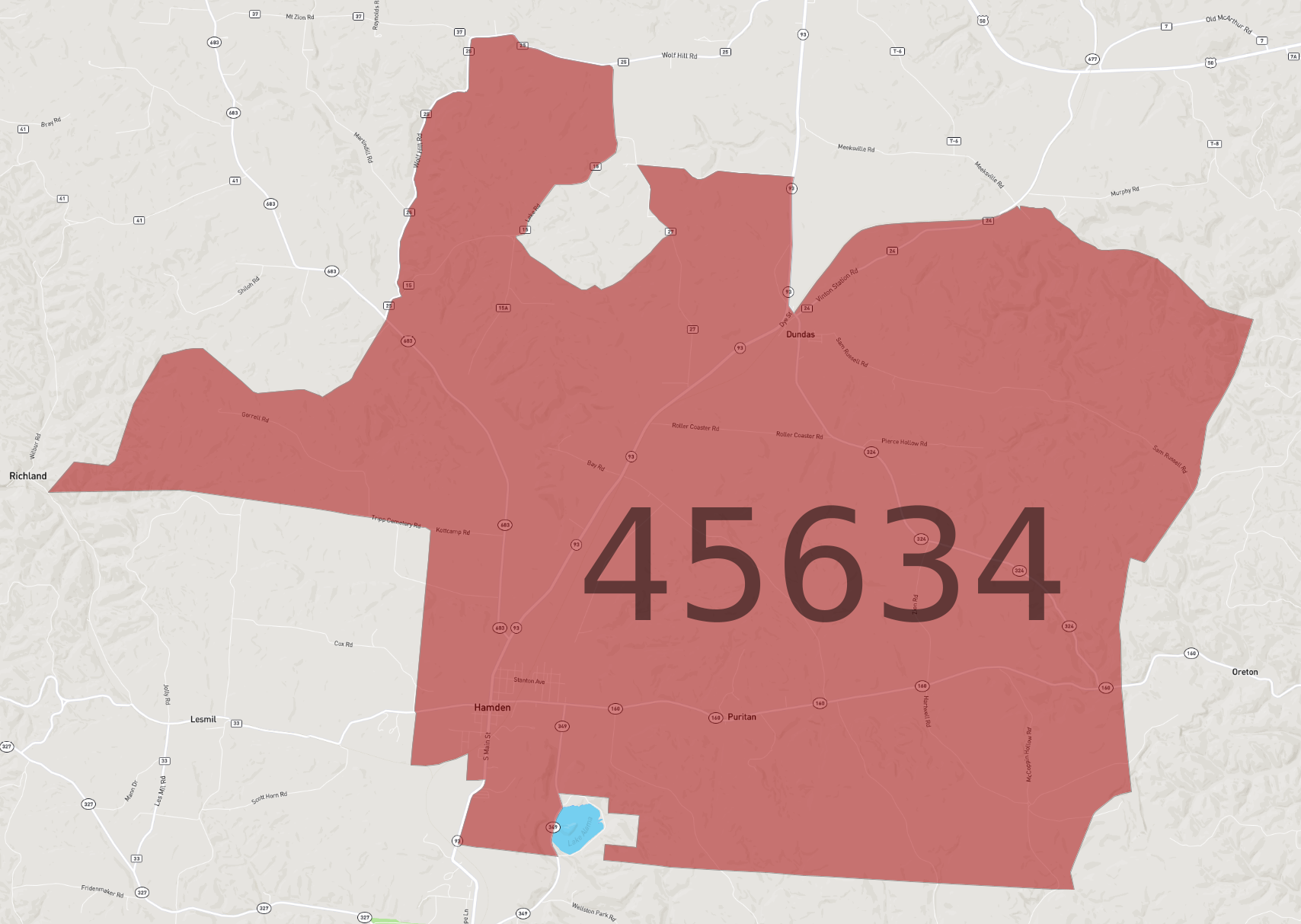 Zip Code 45634 - AtlasBig.com